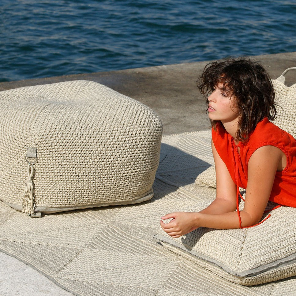 Outdoor Indoor Cube Pouf- Sand – Saga tlv